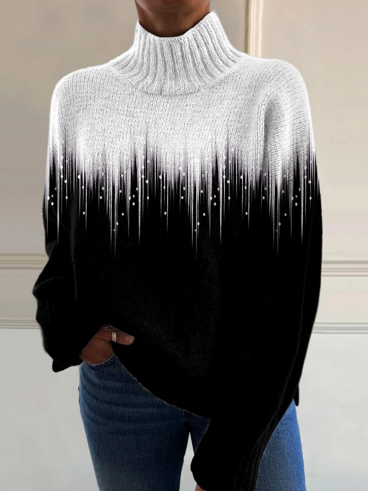 Isobel | Romantic flash ray print turtleneck sweater – Jack & Rose